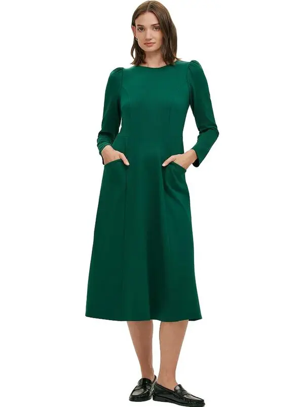 FINERY LONDON Felice Ponte Jersey Midi Dress - Bottle Green