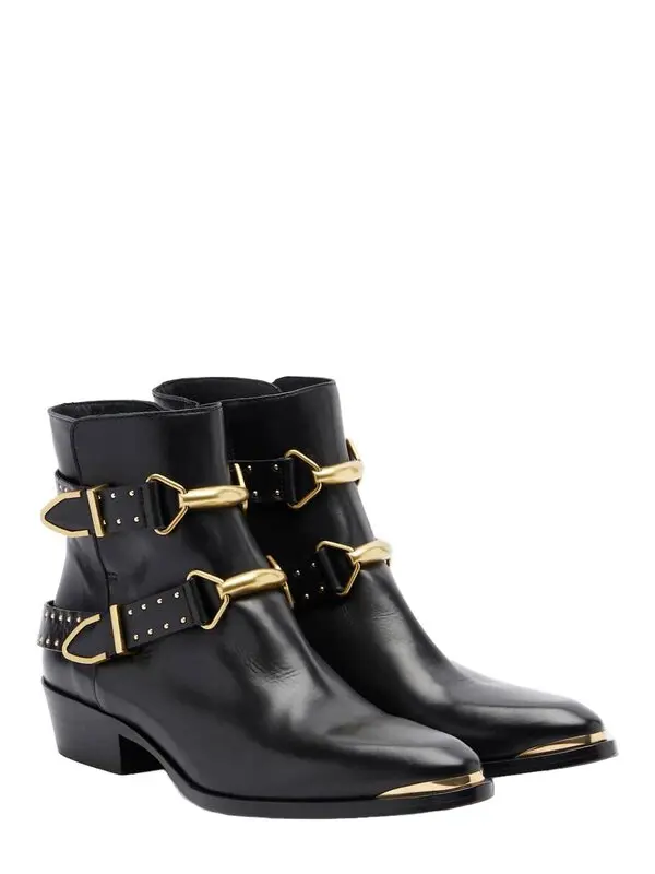 Isabel Marant Zalya 35 Leather Ankle Boots - Black