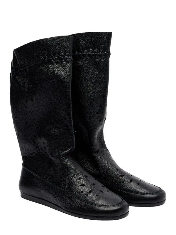 Isabel Marant Welky Laser-cut Leather Mid-calf Boots - Black