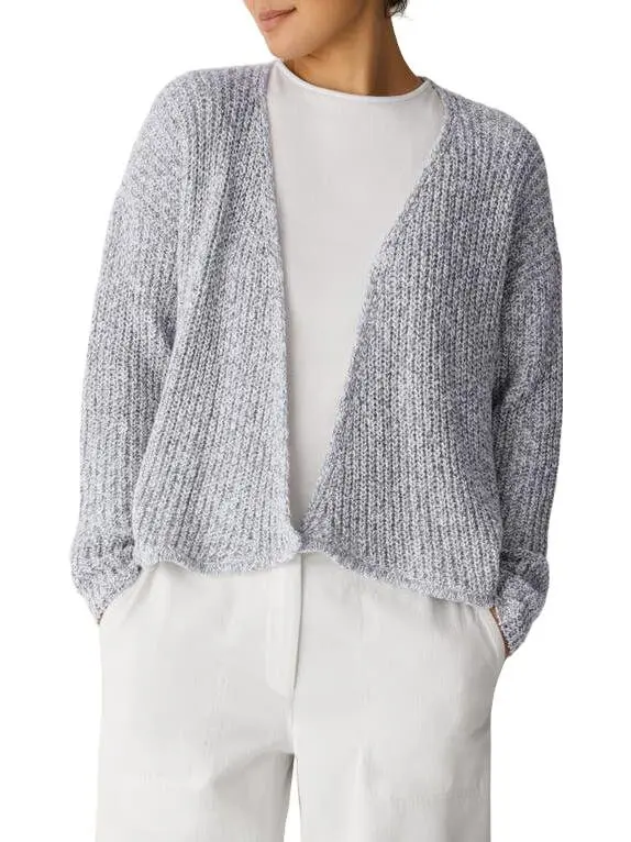 Eileen Fisher Cotton Blend Open Cardigan - Dark Pearl
