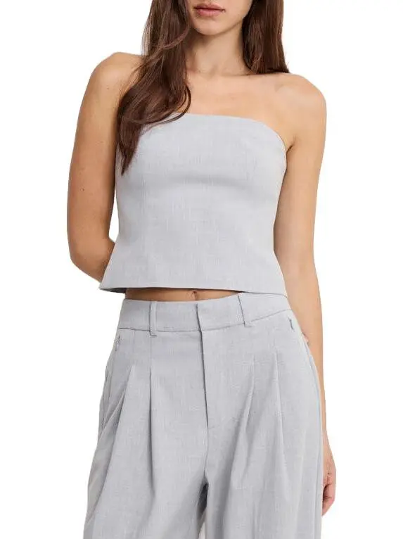 Good American Essential Suiting Strapless Top - Crosshatch Grey