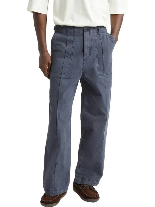 THE ELDER STATESMAN Herringbone Carpenter Pants - Twilight
