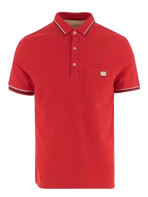 Valentino Garavani Vlogo Signature Piquet Cotton Polo Shirt - Red