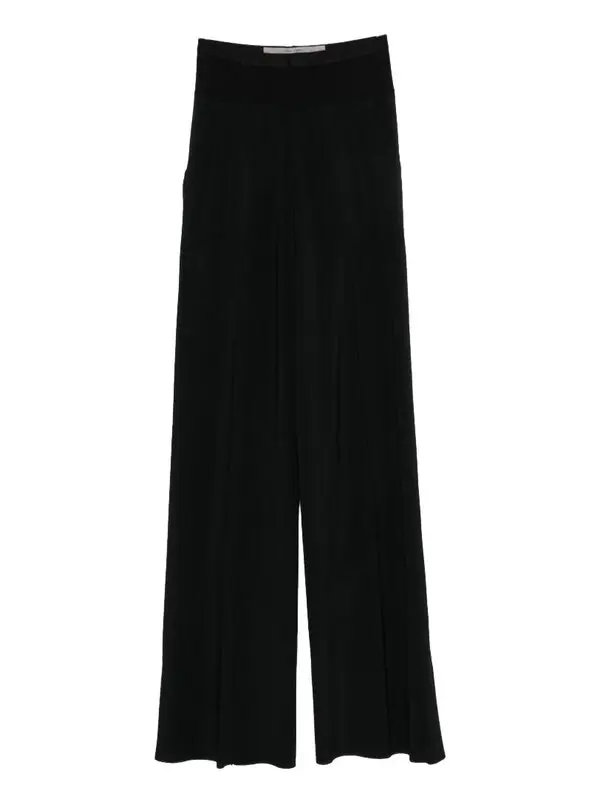 Rick Owens Silk Blend Wide Leg Trousers - Black