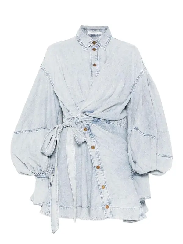 Zimmermann Rebellion Denim Mini Dress - Sky Blue