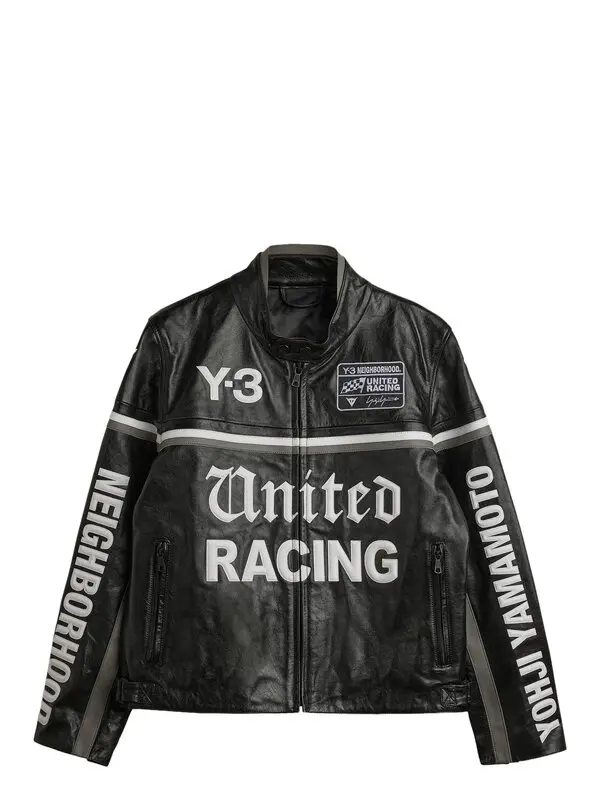 Y3 X Nbhd Leather Racer Jacket - Black