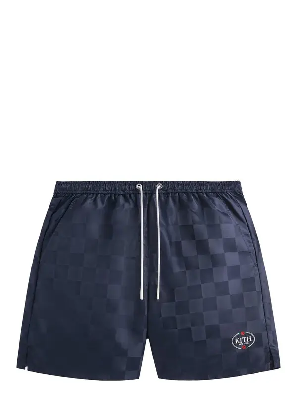 Kith Checkered Satin Collins Short - Blue