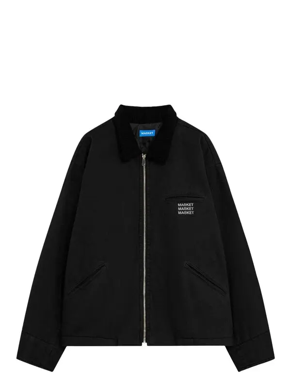 MARKET Denim Zip Up Jacket - Black
