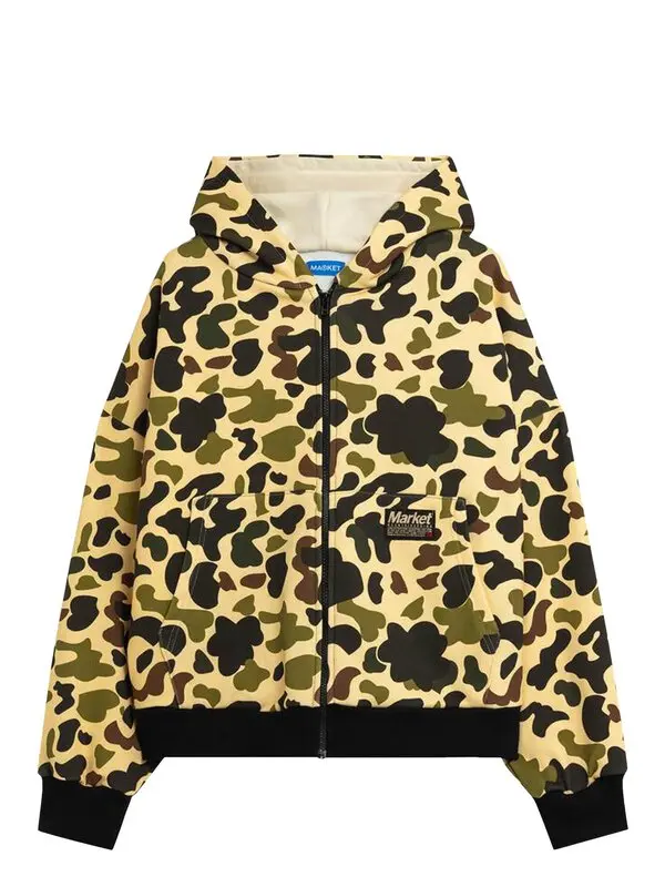 MARKET Camo Zip Up Jacket - Brown