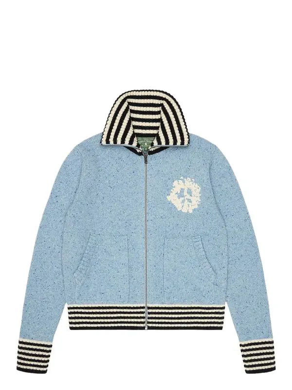 DENIM TEARS University Zip Up Sweater - Blue