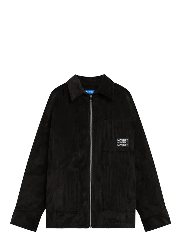 MARKET Velvet Zip Up Overshirt - Black