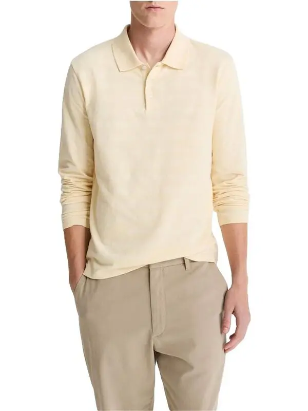 Vince Jacquard- Cotton Long-sleeve Polo Shirt - Stripe