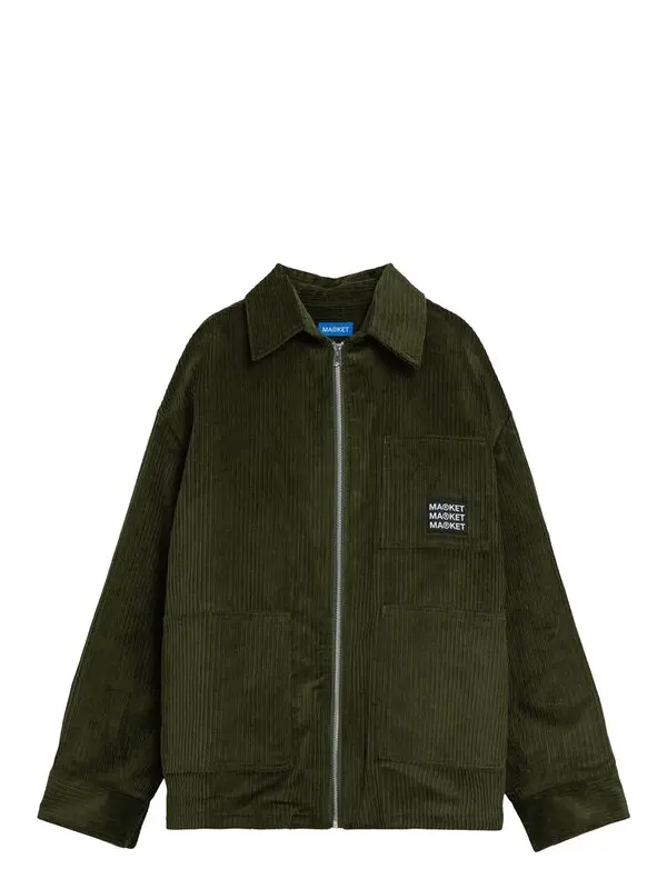 MARKET Velvet Zip Up Overshirt - Green