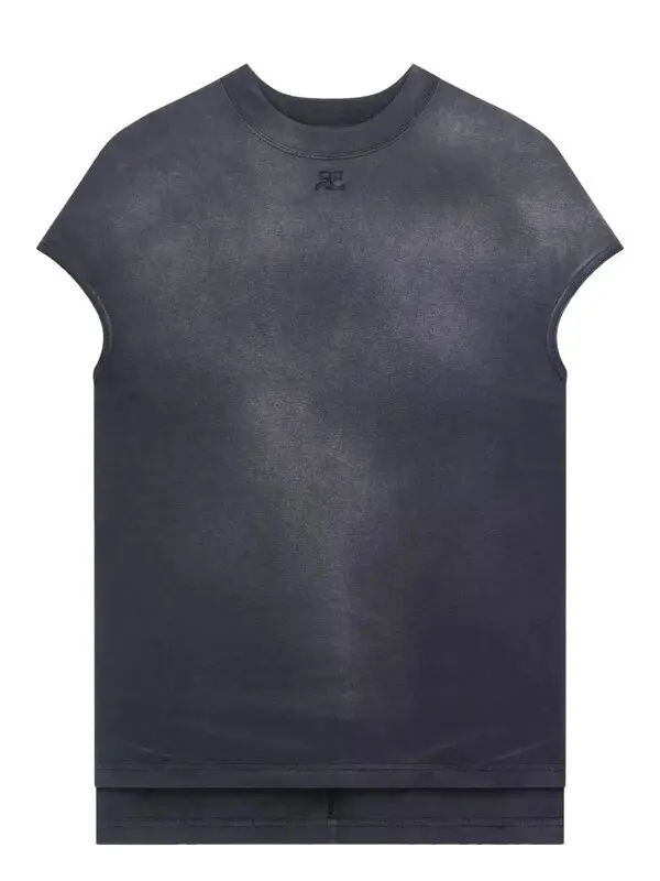 COURREGES Logo Embroidered T-shirt - Grey