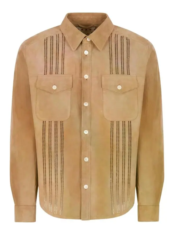 Marni Cut-out Flap-pocket Shirt - Neutrals