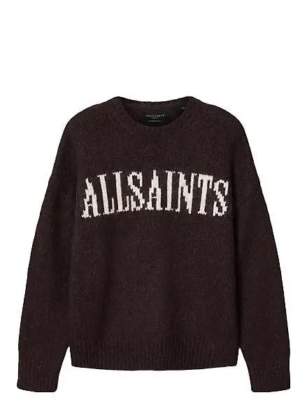 ALLSAINTS Stokes Logo-motif Wool And Alpaca-blend Jumper - Brown/ecru Whi