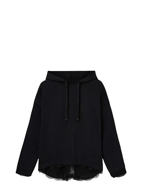ALLSAINTS Cotton-blend Hoody With Lace Trim - Black
