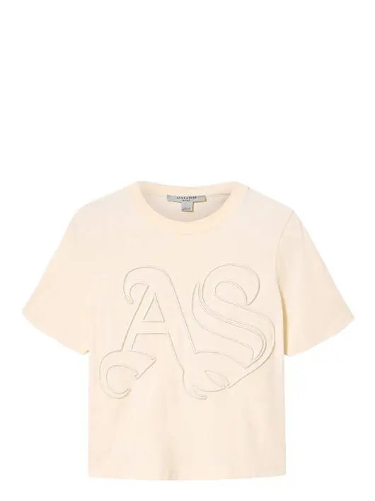 ALLSAINTS Lisa Brand-embroidered T-shirt - Pebble White