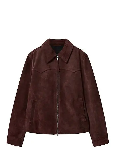 ALLSAINTS Dellcot Suede Jacket - Oxblood Red