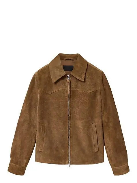 ALLSAINTS Dellcot Suede Jacket - Tobacco Brown