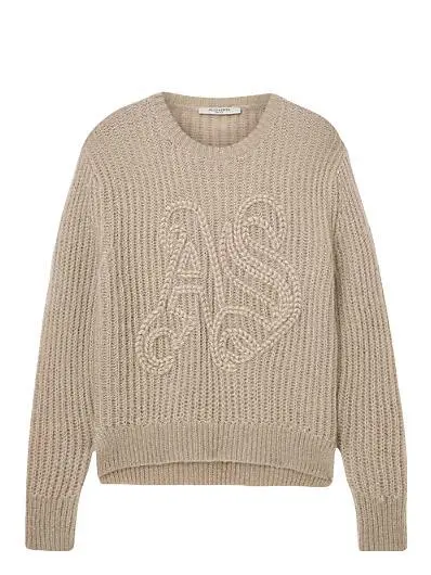 ALLSAINTS Chain Branded-motif Knitted Jumper - Barley White