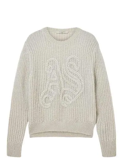 ALLSAINTS Chain Branded-motif Knitted Jumper - Pale Laurel Gr
