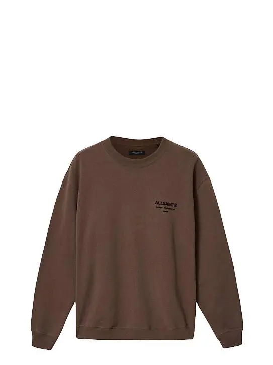ALLSAINTS Xander Branded-print Cotton-jersey Sweatshirt - Bitter Brown