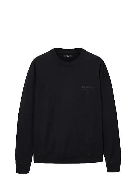 ALLSAINTS Xander Branded-print Cotton-jersey Sweatshirt - Jet Black