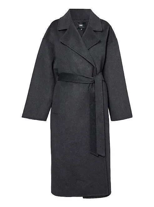 Paige Connery Long Wool-blend Coat - Dark Charcoal