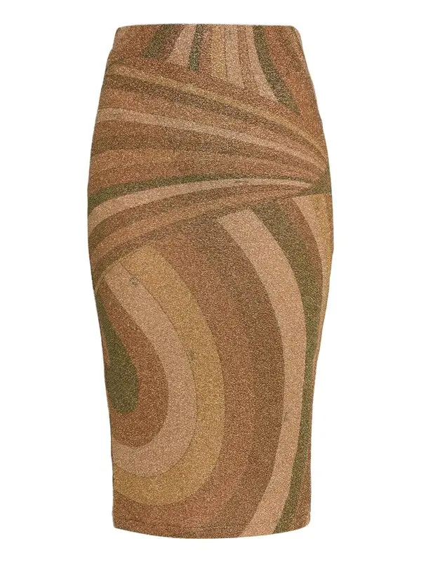 Emilio Pucci Iride Print Lamé Jersey Midi Skirt - Oro