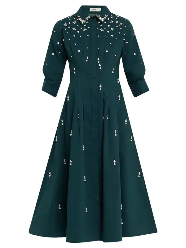 Simkhai Jazz Embellished A-line Midi Dress - Emerald