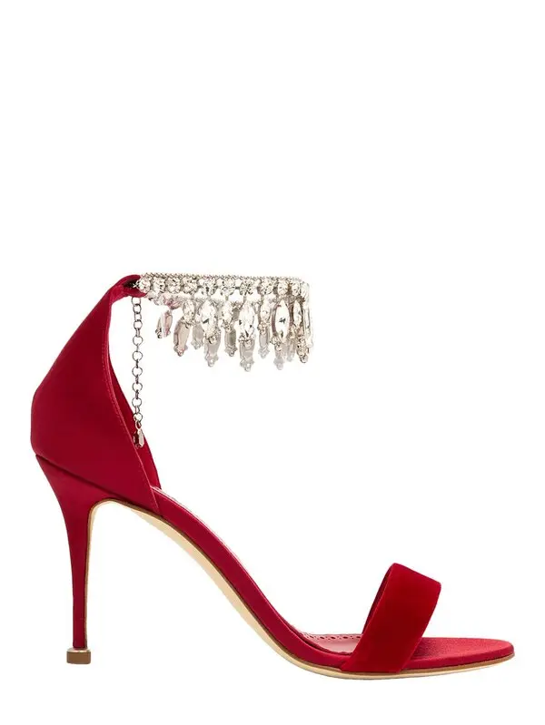 Manolo Blahnik 90mm Tulisan Embellished Velvet Sandals - Dred6049