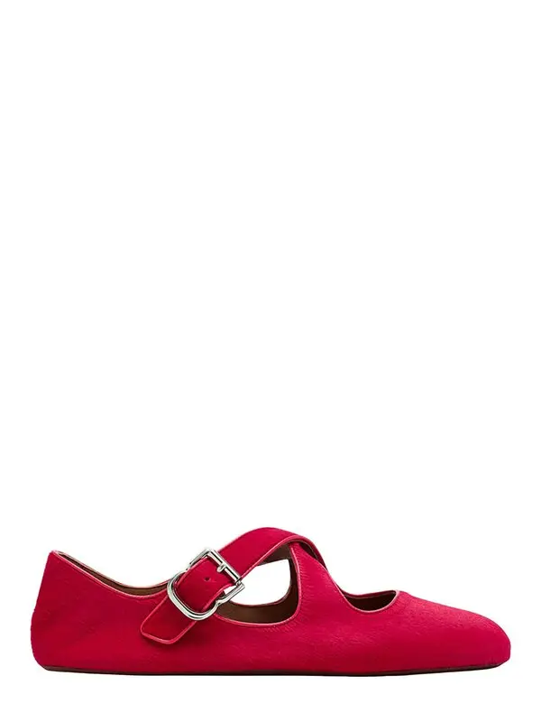 Alaïa Crisscross Calf Hair Ballerina Flats - Fuchsia