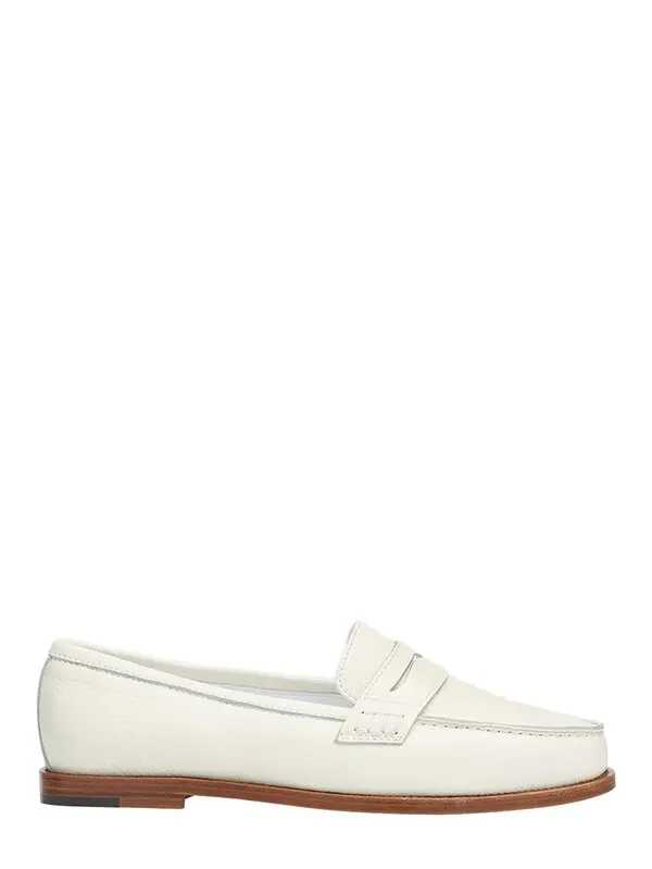 Manolo Blahnik Perrita Leather Penny Loafers - White