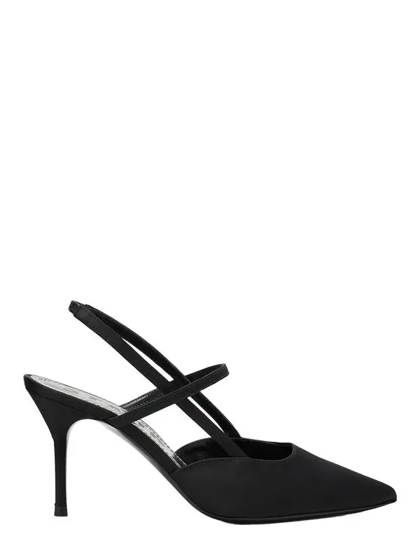Staud 55mm Sebastian Satin Slingback Pumps - Black Sati