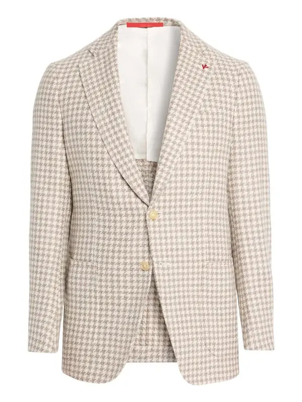 Isaia Houndstooth Cashmere Sport Coat - Beige