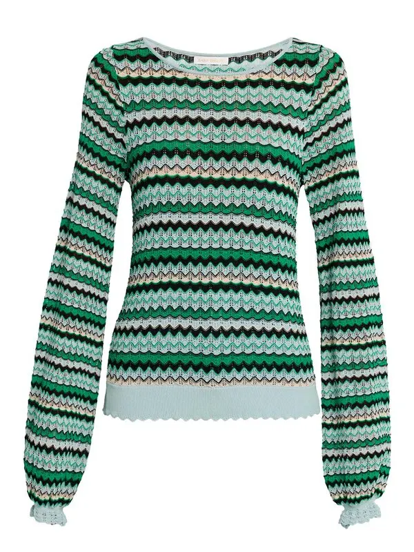 Ramy Brook Fiora Chevron Knit Top - Moonstone