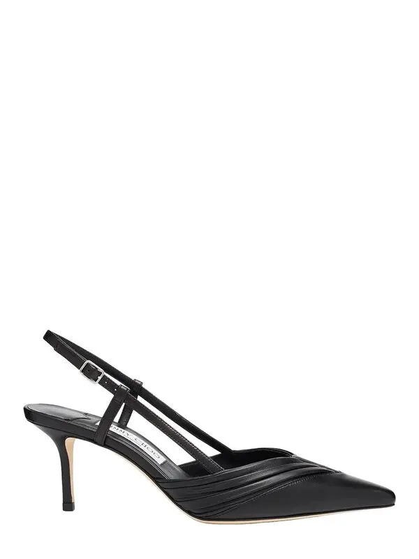 JIMMY CHOO Afia 65 Leather Slingback Pumps - Black/blac