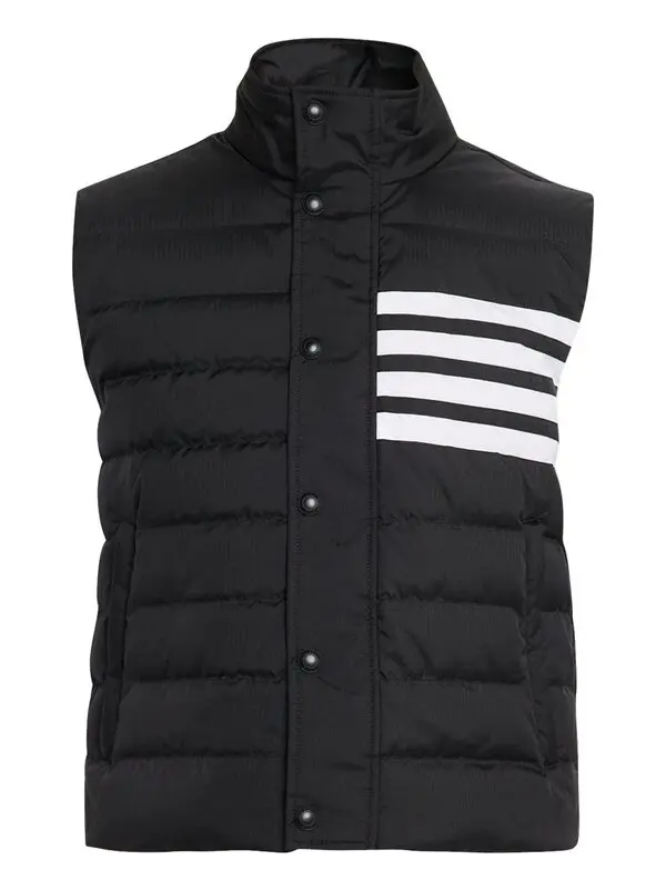 Thom Browne Shiny Ripstop 4-bar Down Vest - Black