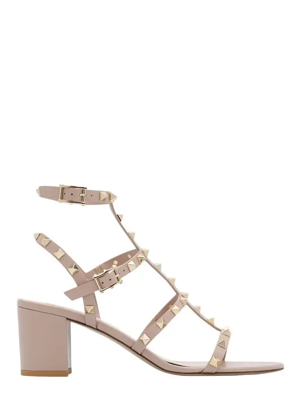 Valentino Garavani 60mm Rockstud Leather City Sandals - Poudre