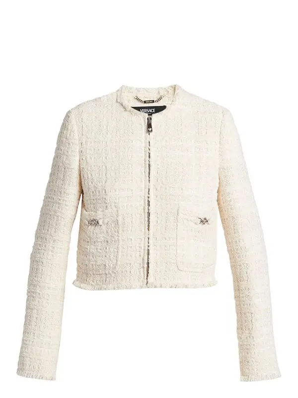 Versace Tweed Jacket With Medusa Hardware - White
