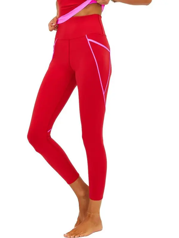 Beach Riot Von Contrast Detail Leggings - Royal Red
