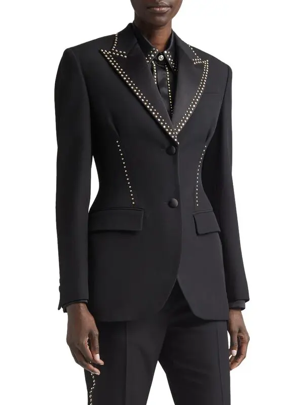 Versace Wool Grain De Poudre Jacket - Black