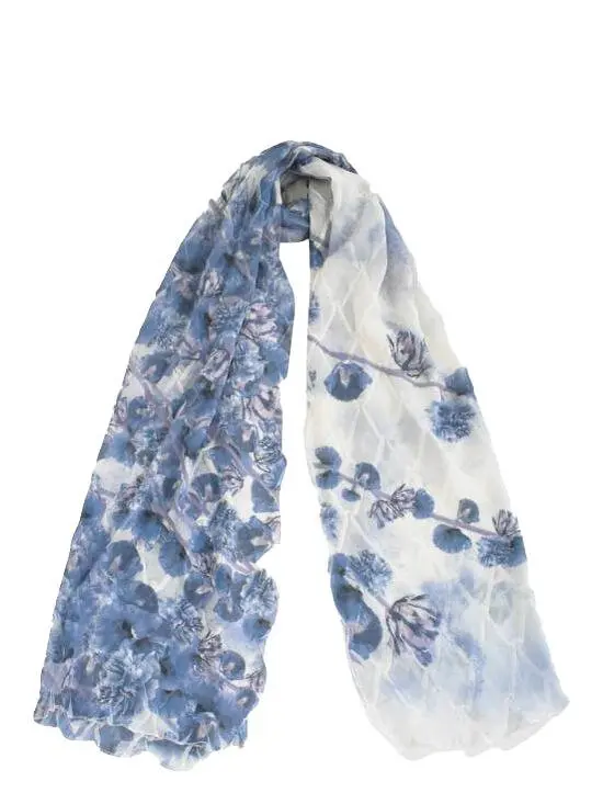 Komarov Floral Chiffon Shawl - Indigo Vine