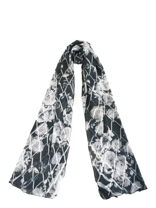Komarov Floral Chiffon Shawl - Night Rose
