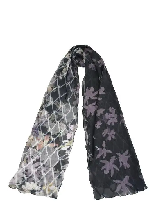 Komarov Floral Chiffon Shawl - Orchid Border