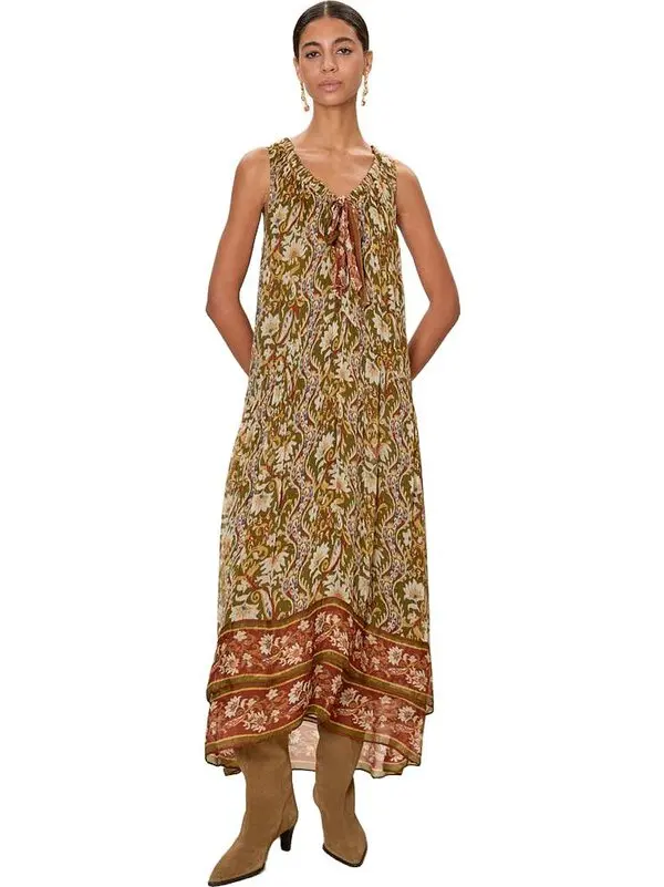 Rebecca Taylor Isha Printed Sleeveless Dress - Pesto Combo