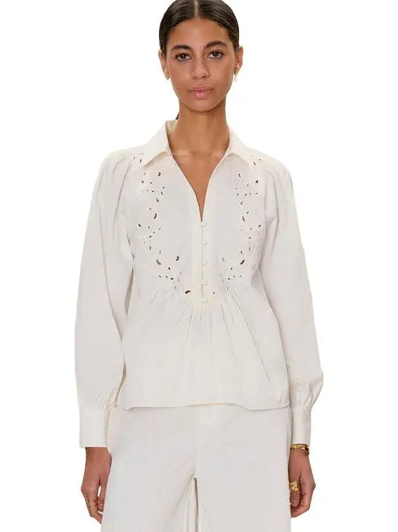 Rebecca Taylor Rachelle Pop Over Blouse - Ivory