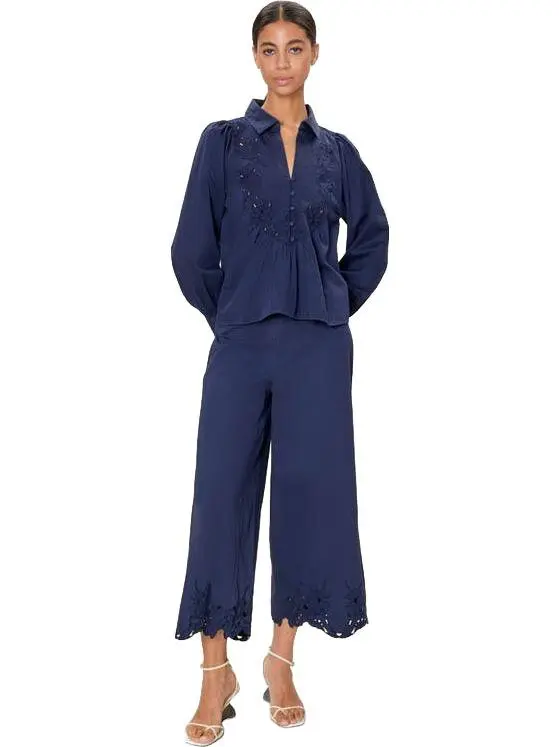 Rebecca Taylor Rachelle Pop Over Blouse - Maritime Blue