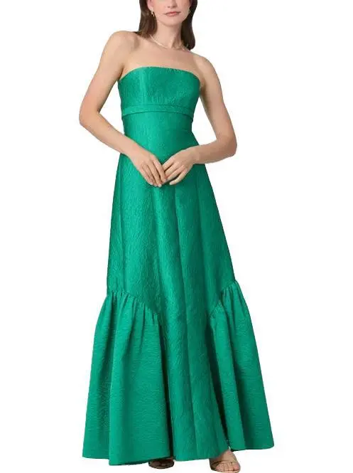 Shoshanna Midnight Nia Jacquard Gown - Emerald